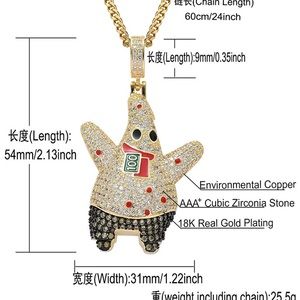 Accessories | Iced Out 18k Gold Spongebob Patrick Star Pendant | Poshmark
